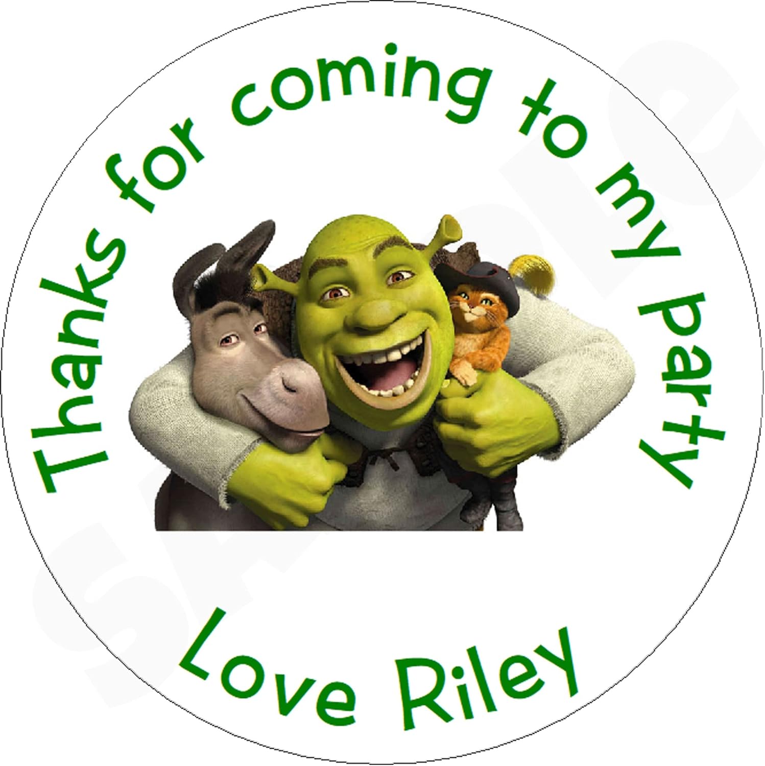 Pack of DreamWorks Shrek Personalised Circle Stickers with Matt or ...