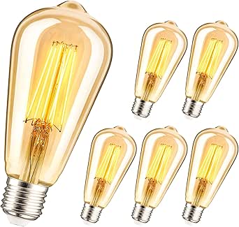 LISTOCASA ST21 Vintage LED Edison Bulbs Dimmable,8W(100W Equivalent),ST64 Antique LED Filament ...