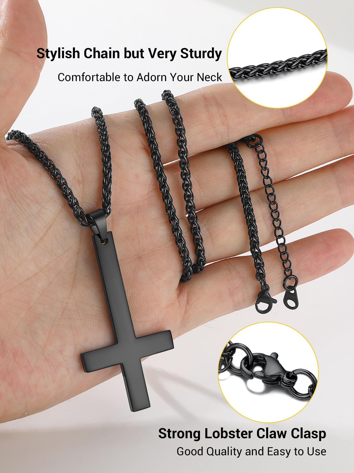 Snapklik.com : Black Inverted Cross Necklace Upside Down Cross Goth ...