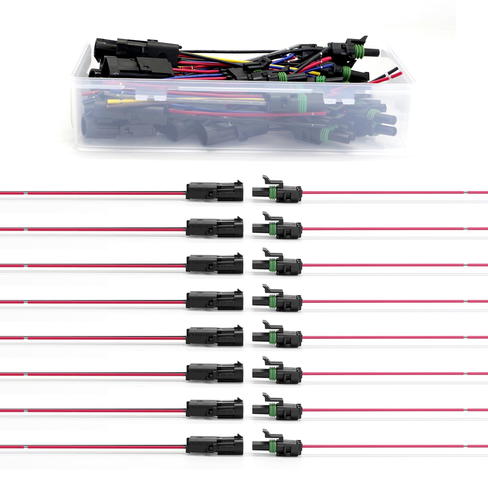 Snapklik.com : Amliber 8 Kits 2 Pin Weather Pack Connectors Kit
