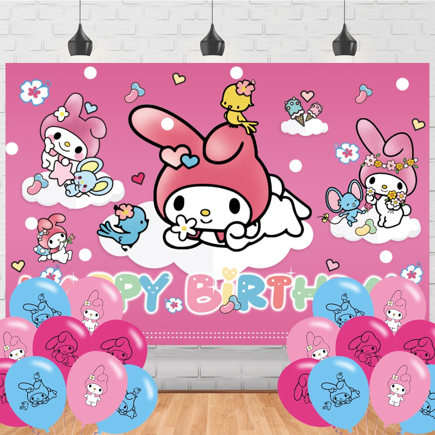Amazon.com : Kawaii and My Melody Background Party Supplies, Happy ...