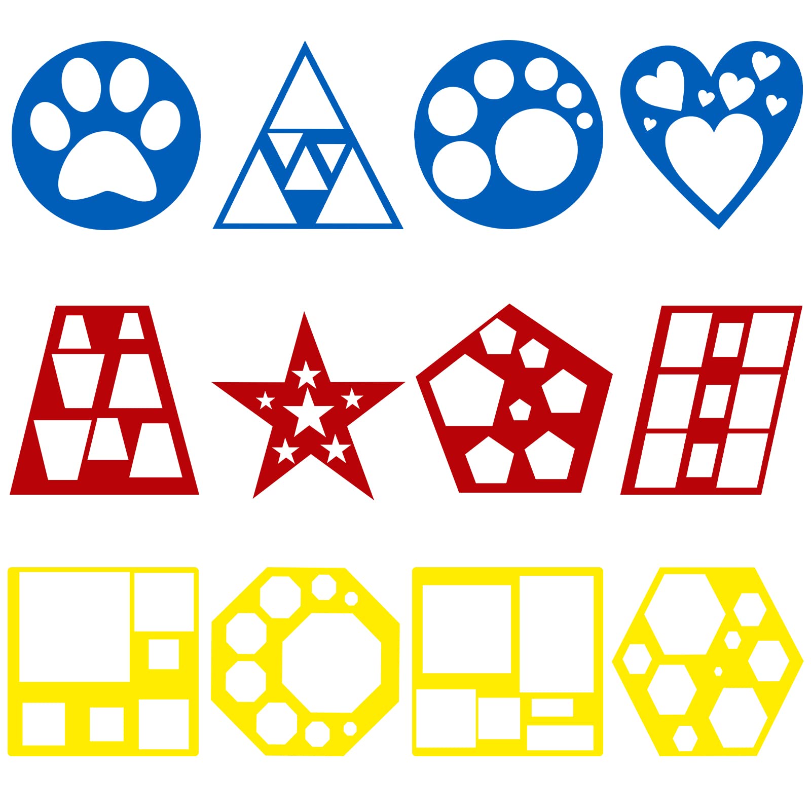 Buy 12 Pieces Geometric Stencils, Shape Stencils for Kids Templates for ...
