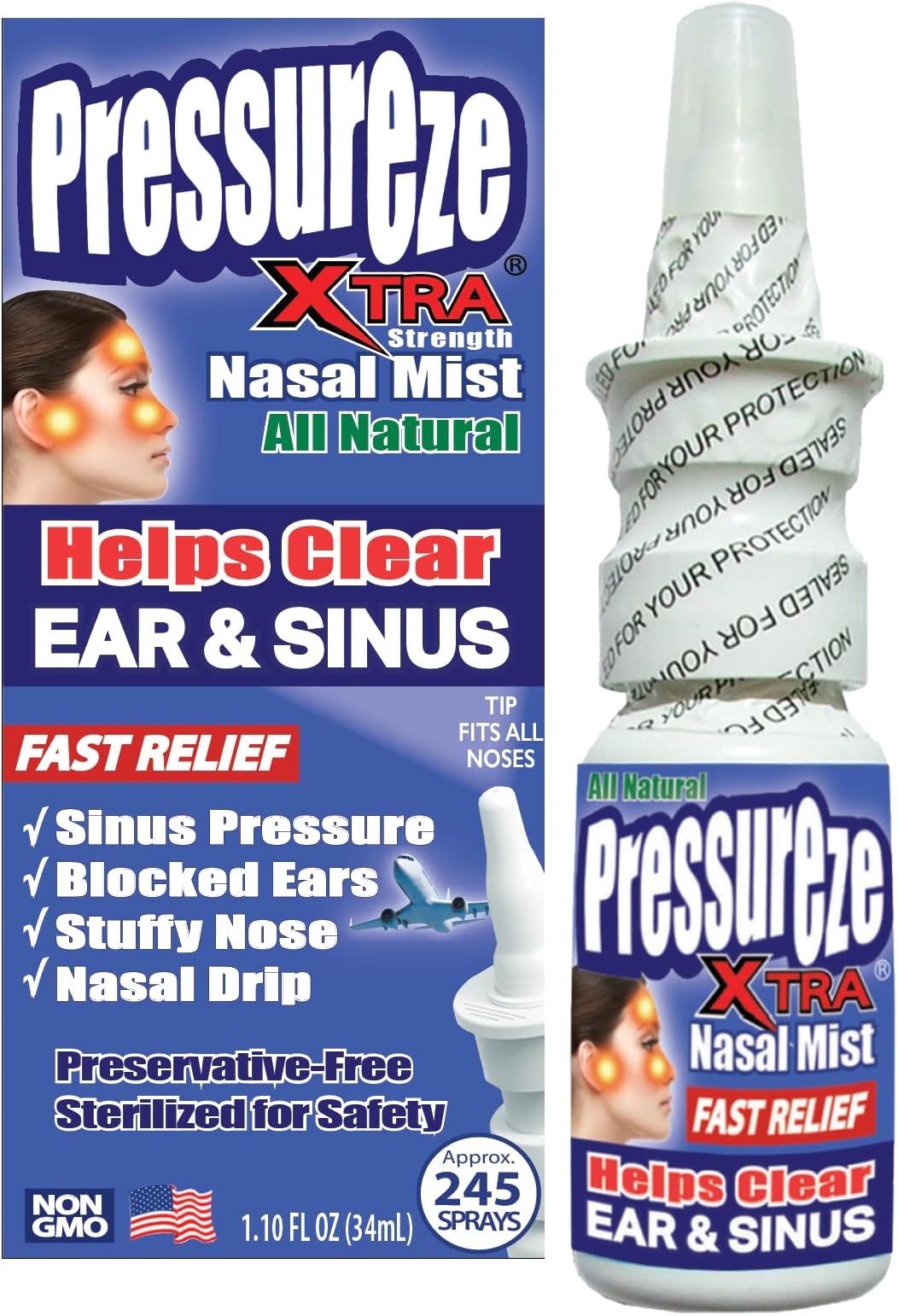 Amazon.com: Pressureze Xtra - Preservative-Free Sterile Nasal Spray ...