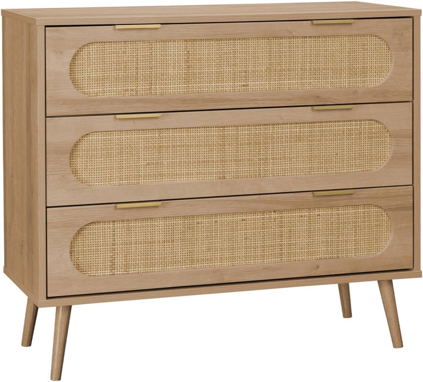 Alice's Home - Commode. Eva. décor Bois et cannage Arrondi. 3 tiroirs L ...