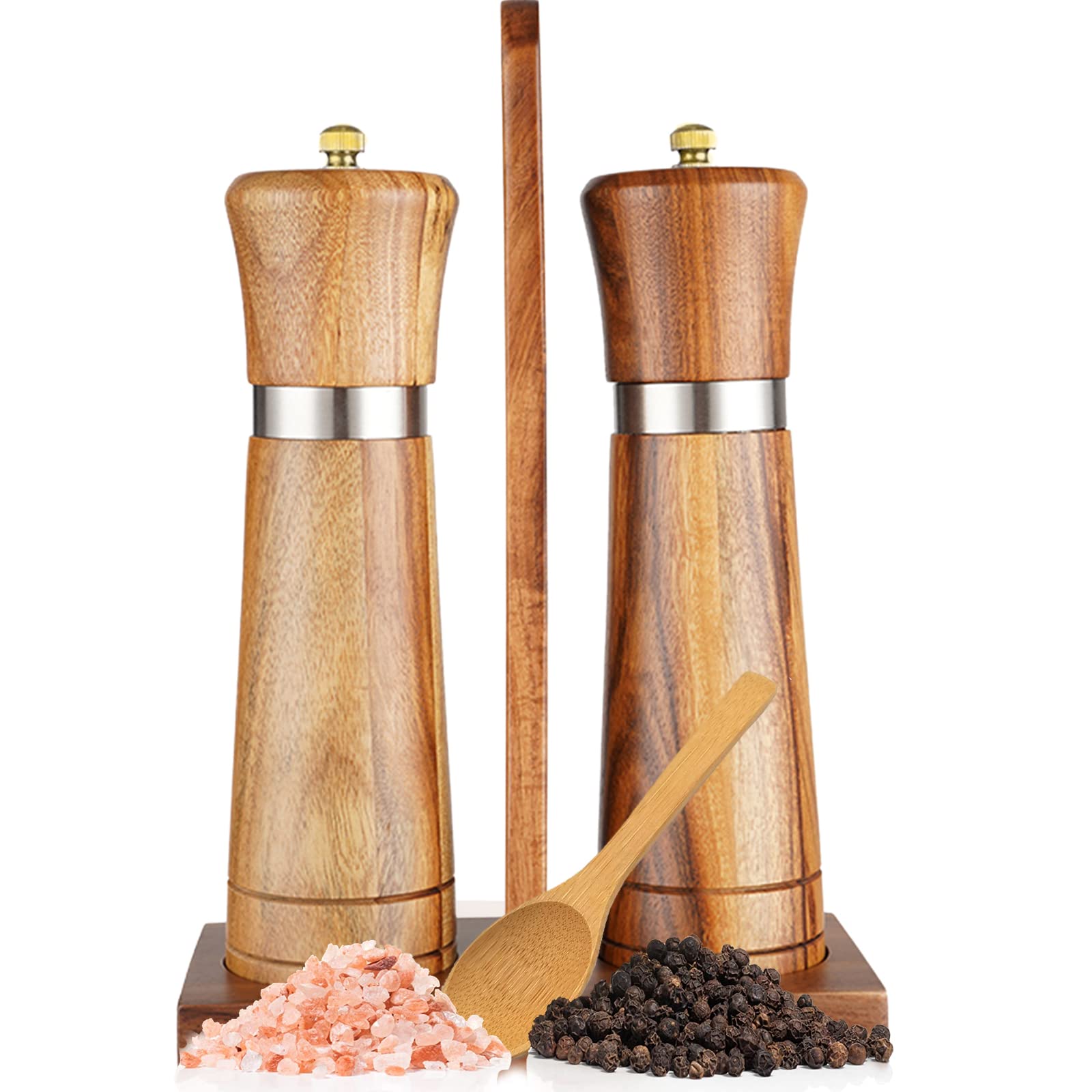 Amazon.com: Ninefish Wooden Salt and Pepper Grinder Kit,Wood pepper mill,8-inch manual Teak ...