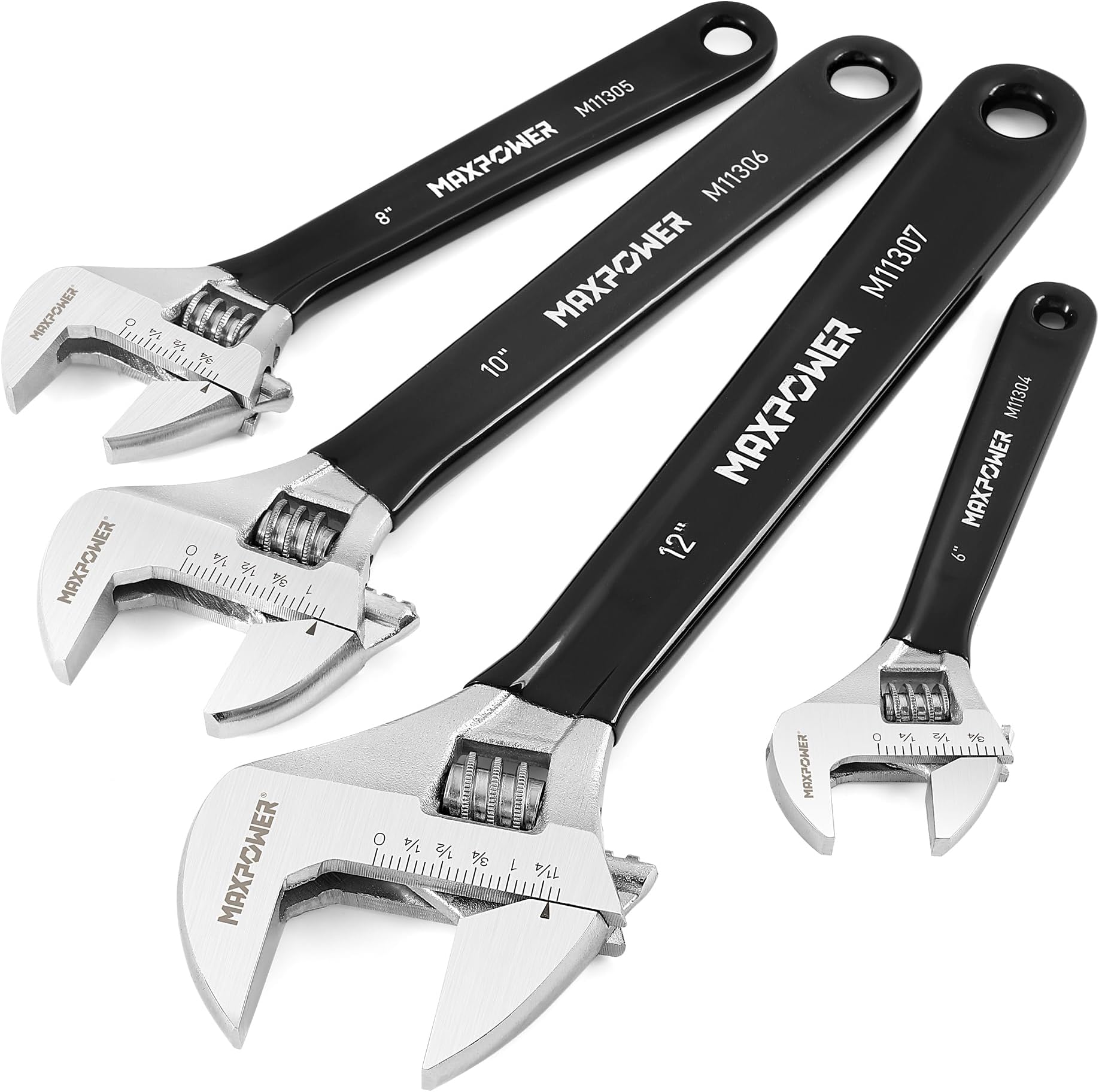 MAXPOWER 4PCS Heavy Duty Adjustable Wrench Set, Industrial Grade ...