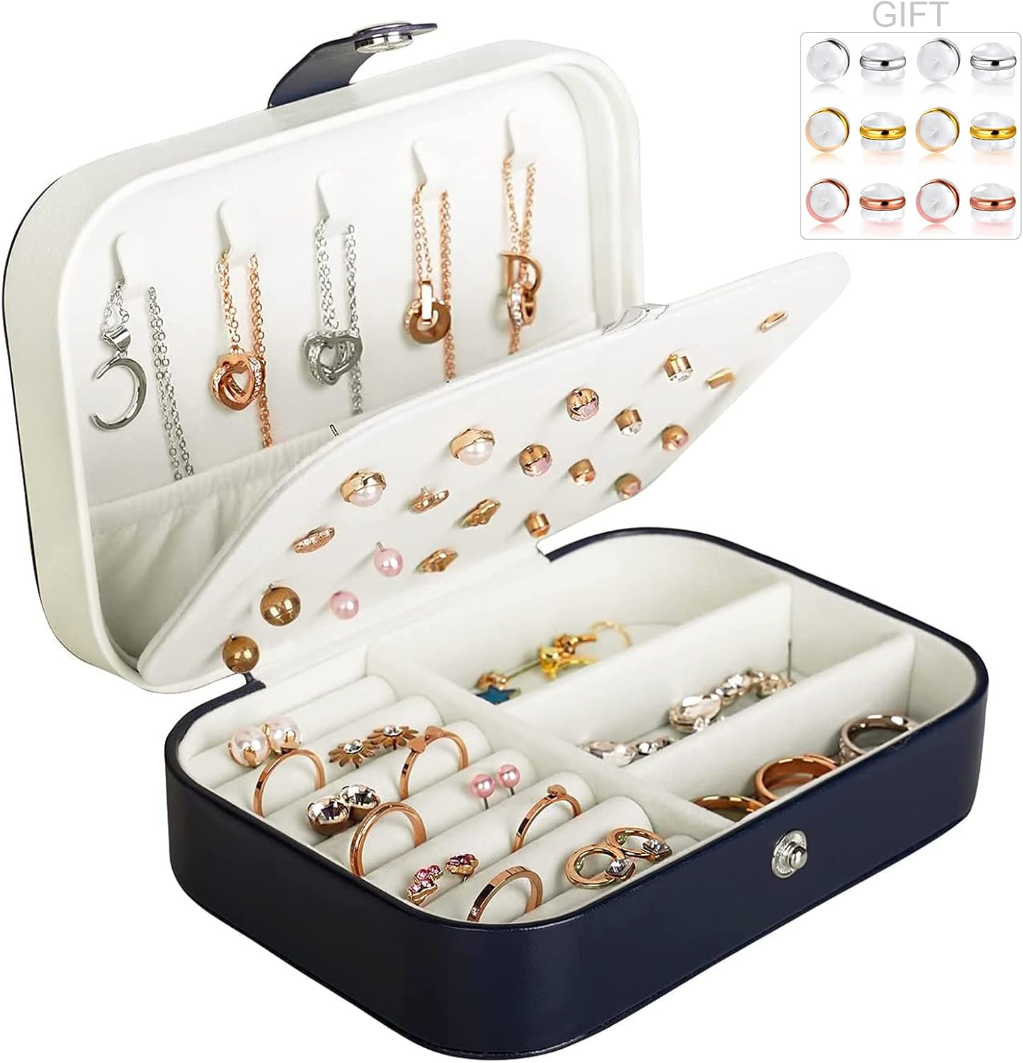 Amazon.com: Travel Jewelry Box, PU Leather Small Jewelry Organizer for ...