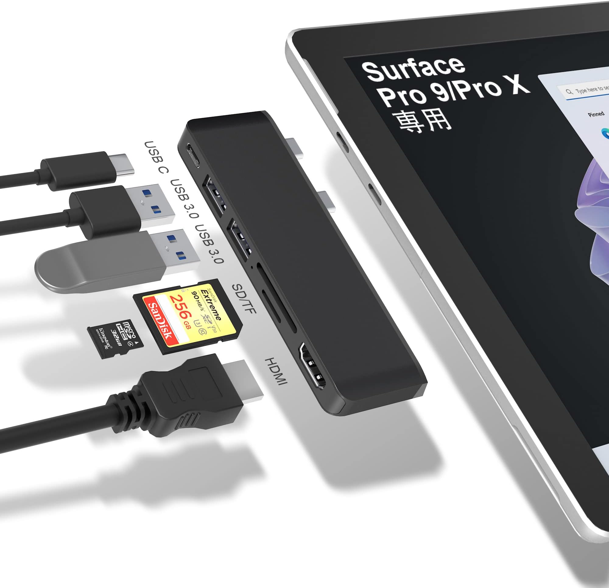 Amazon | Surface Pro 9/10/11 USB ハブ USB-C Thunerbolt 4 (ディスプレイ+データ+PD充電 ...