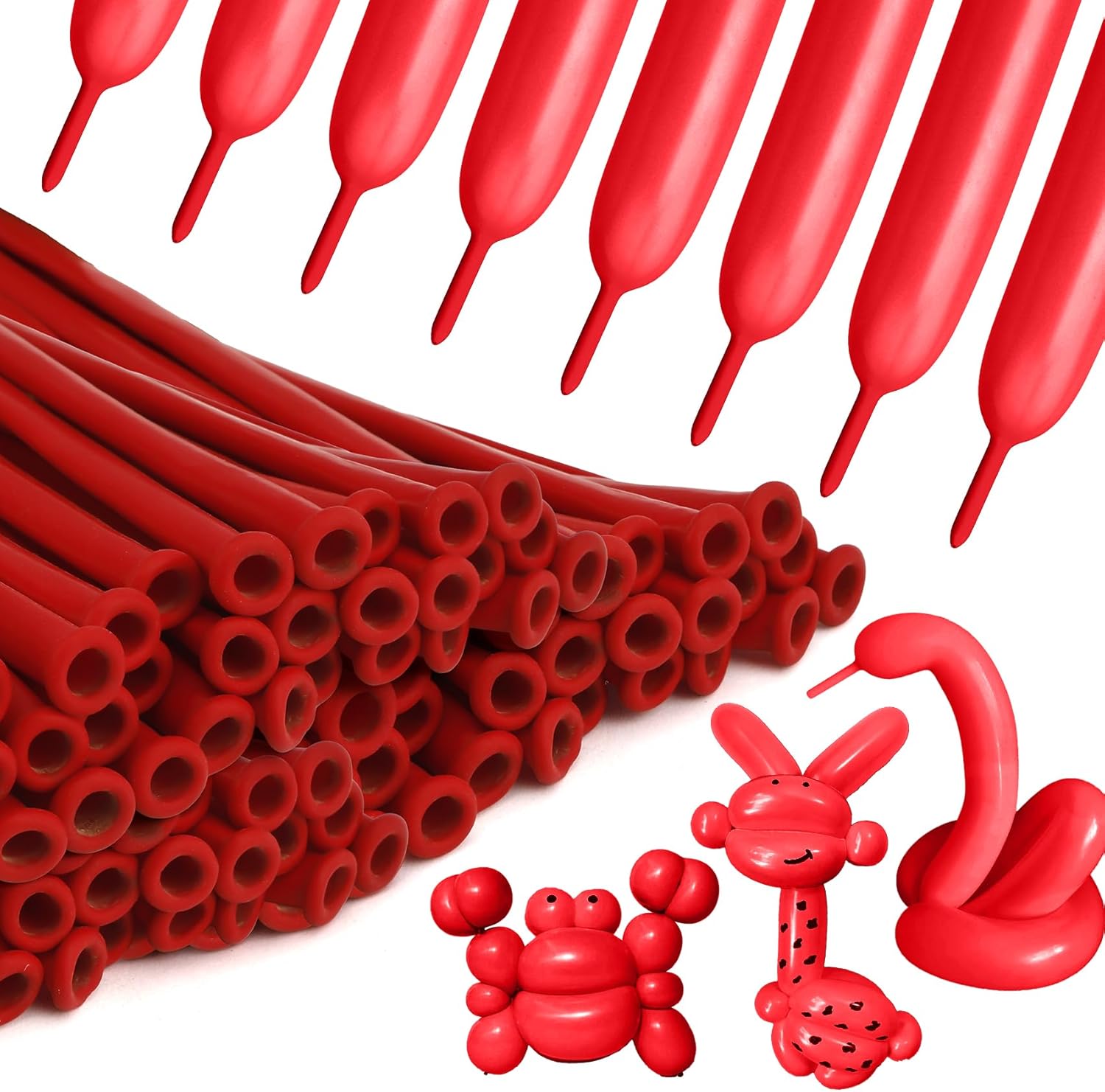 Amazon.com: Long Balloons Red, 260 Balloons Pack of 100, Party Balloons ...