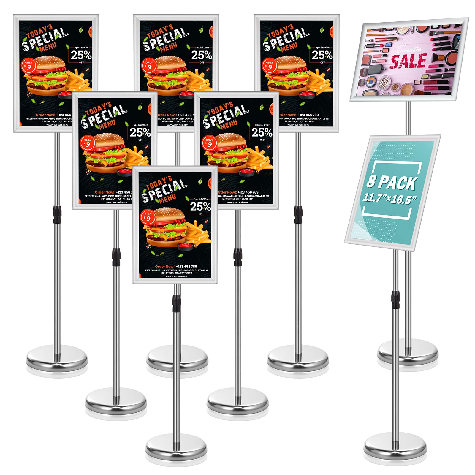 LEIFIDE 8 Pack Adjustable Heavy Duty Pedestal Sign Holder Floor Stand ...