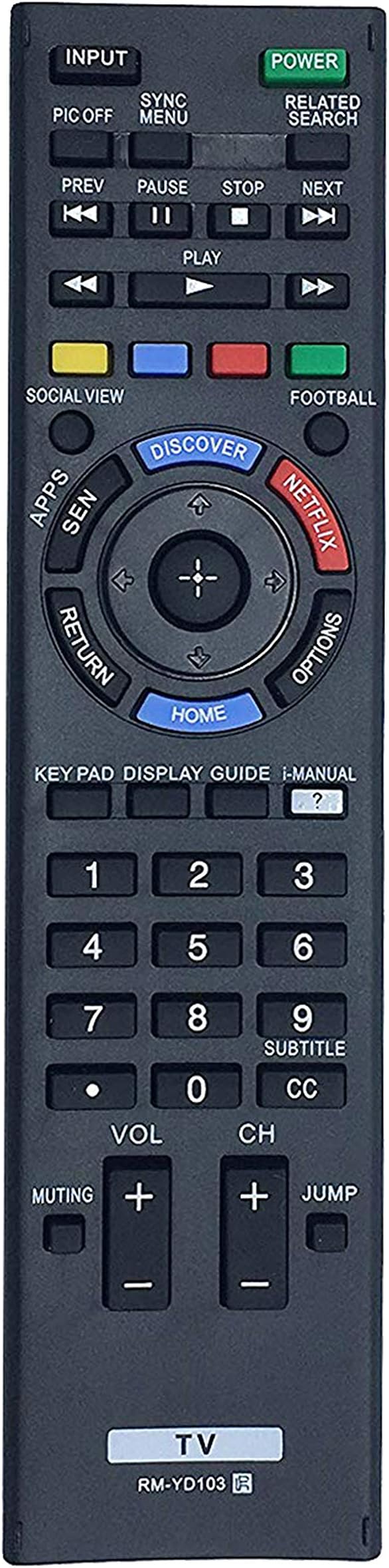 Amazon.com: Replacement for Sony RM-YD103 Smart TV Remote Control ...