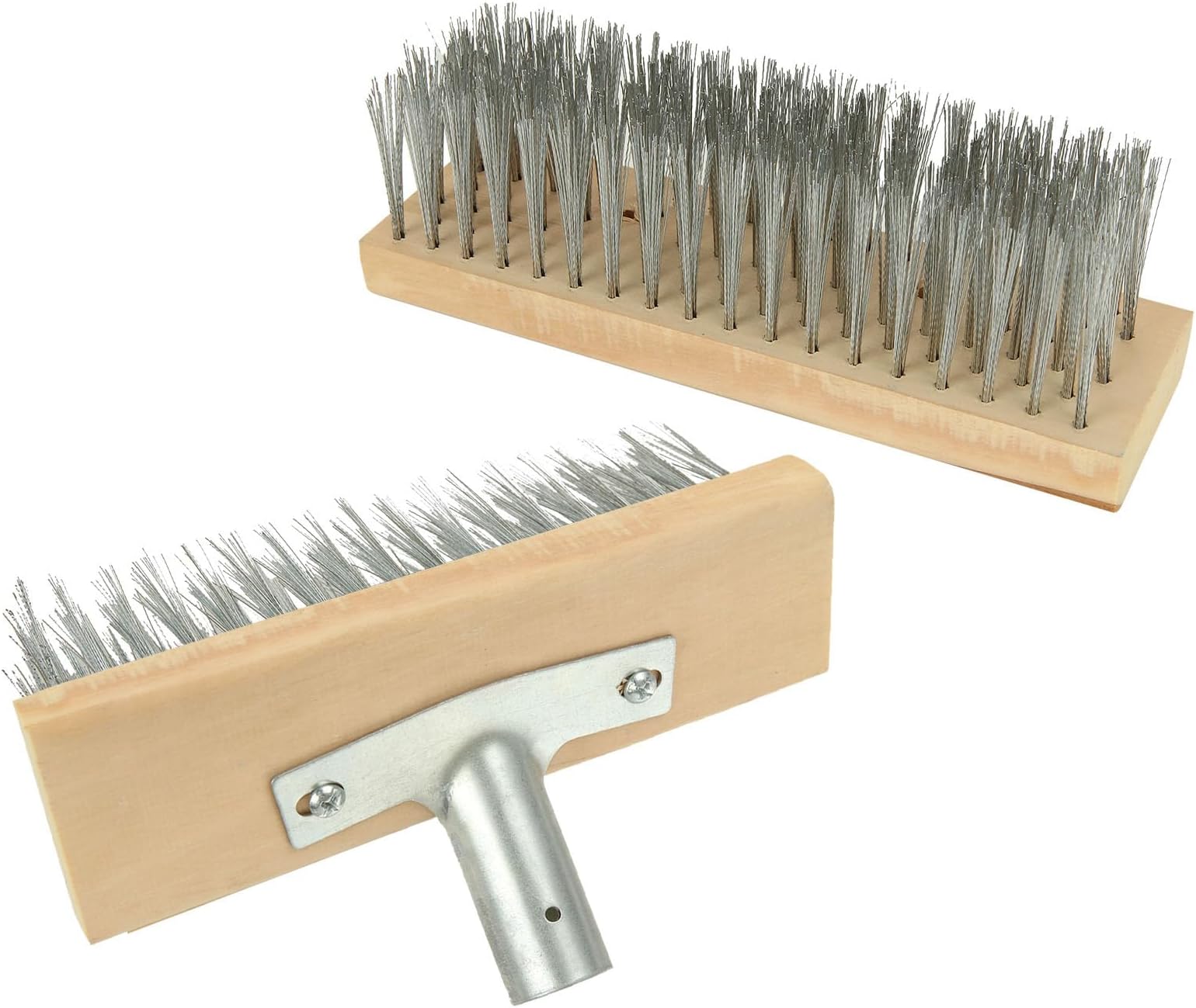 YAYODS 2 Pack 8" Wire Broom Head Stiff Steel Brush, Yard Sweeping Brush ...