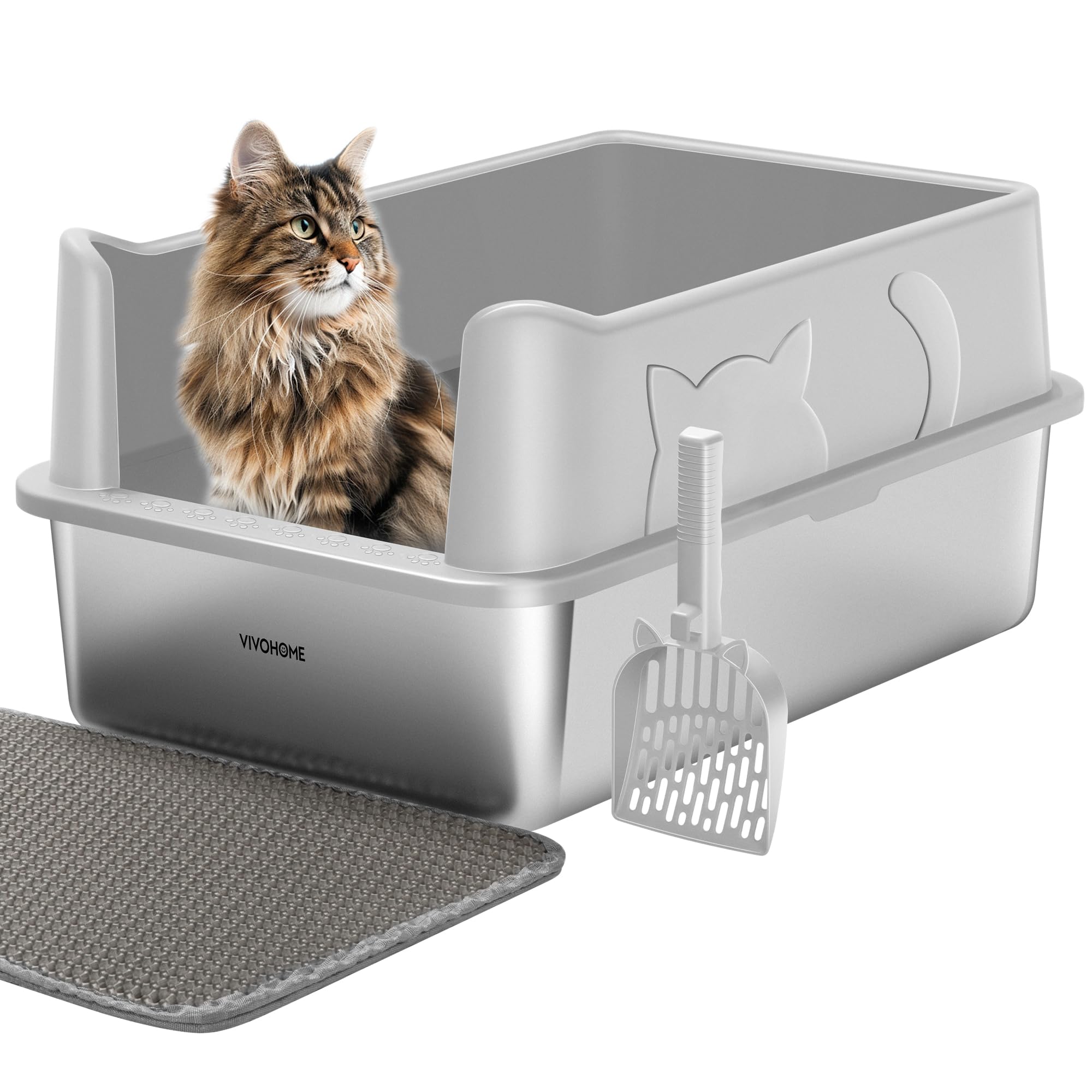 Amazon.com: VIVOHOME XL Stainless Steel Cat Litter Box with Lid, Extra ...