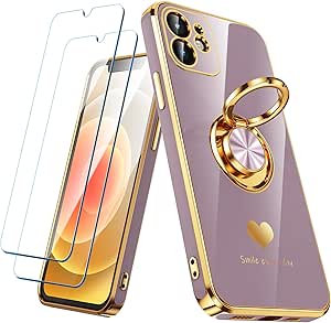 Amazon.com: Nonional Compatible for iPhone 12 Case with 2 Pack Screen Protector, 360ｰ Rotatable ...