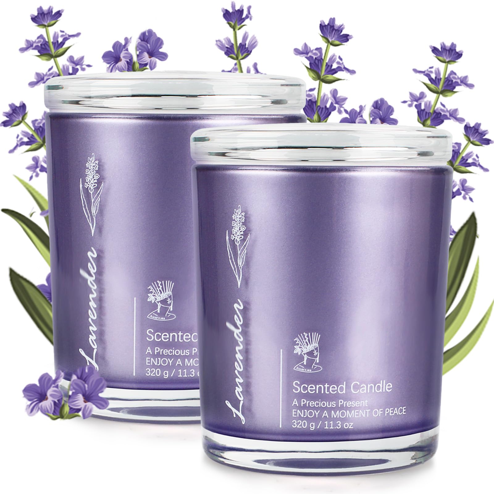 Amazon.com: Lavender Candles for Home Scented, 2 Pack 23oz Large Jar ...