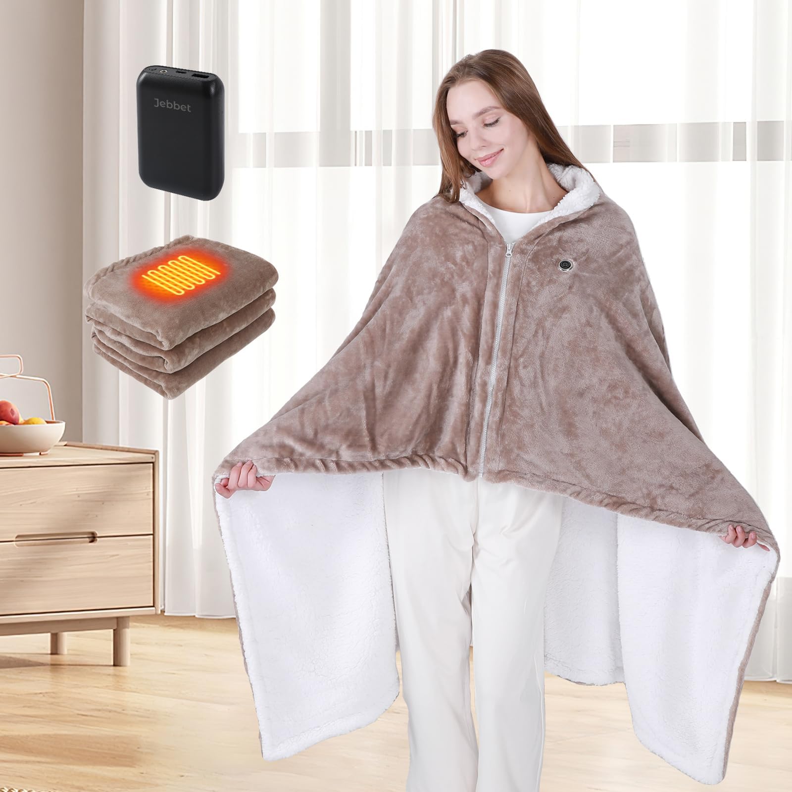 Amazon.com: Zireot USB Heated Blanket,with USB Charger -Without Battery ...