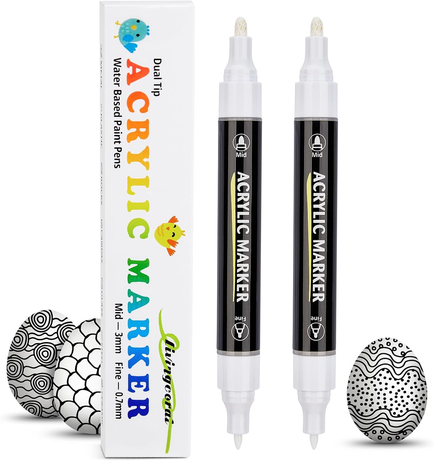 Amazon.com: Dual-Tip White Paint Marker Pen Permanent, 2 Pack Water ...