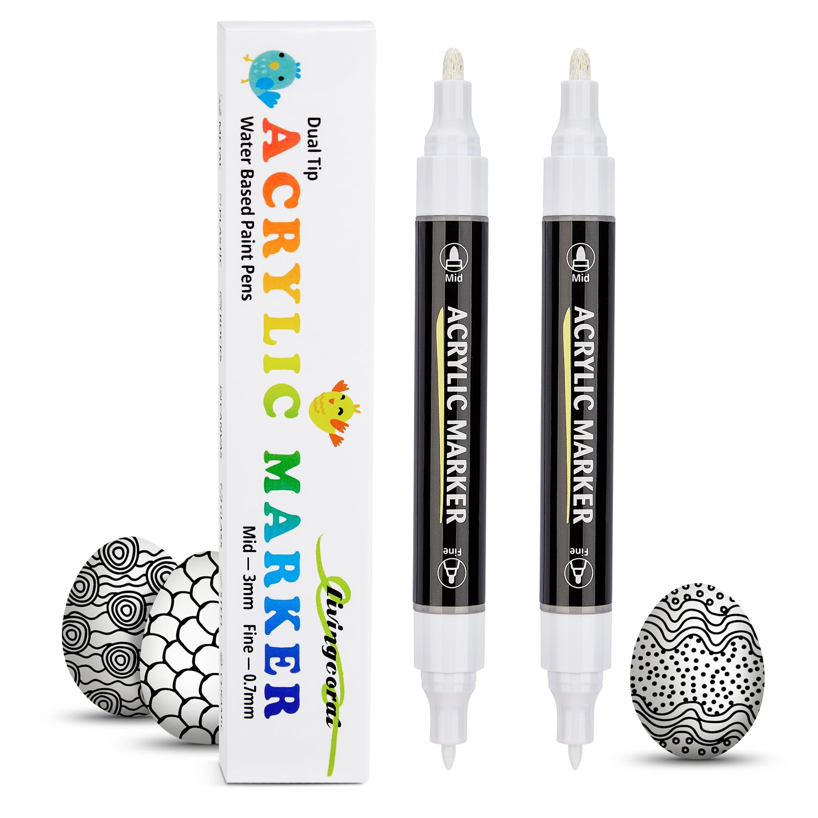 Amazon.com: Dual-Tip White Paint Marker Pen Permanent, 2 Pack Water ...