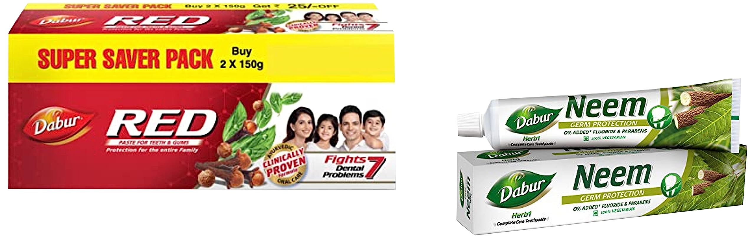 Buy Dabur Red Paste 300g & Dabur Herb'l Neem Germ Protection Cavity ...