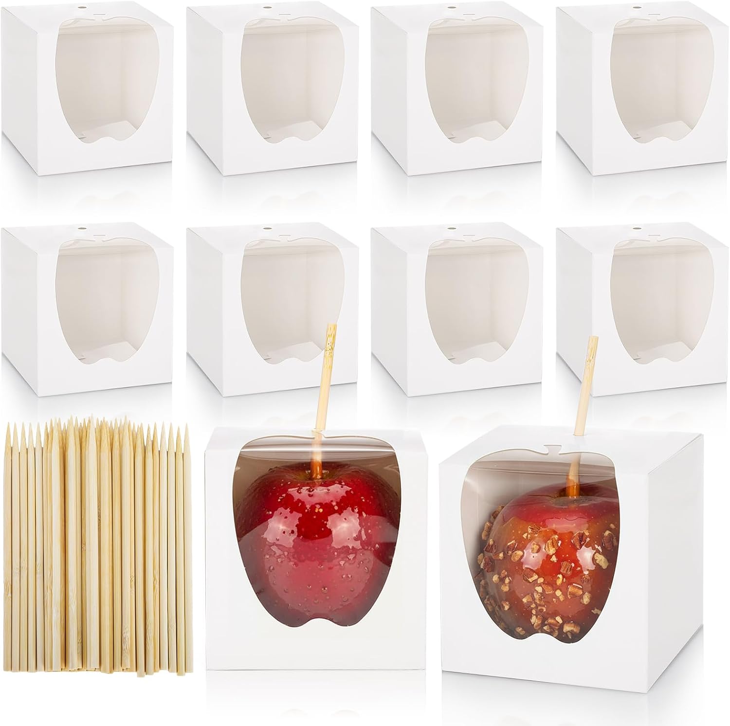 Amazon.com: ZEAYEA 50 Pack 4"x 4"x 4" Candy Apple Boxes with Window and ...