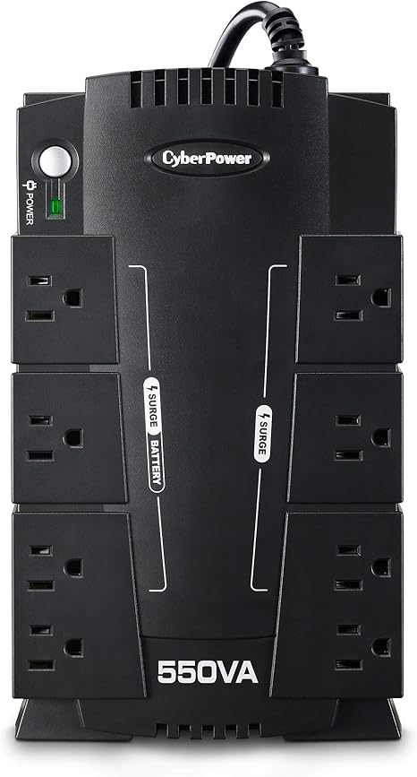 CyberPower CP550SLG Standby UPS System, 550VA/330W, 8 Outlets, Compact ...