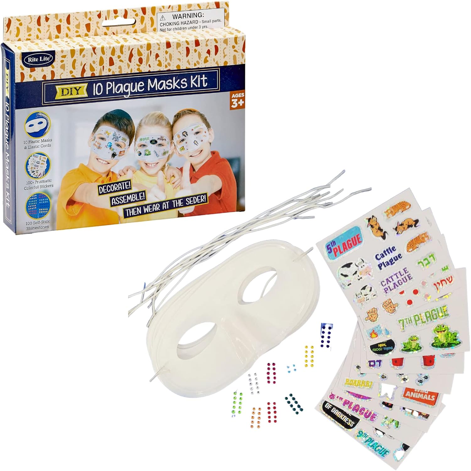 Amazon.com: Rite Lite Decorate Your Own 10 Plagues Masks - Passover Toy ...
