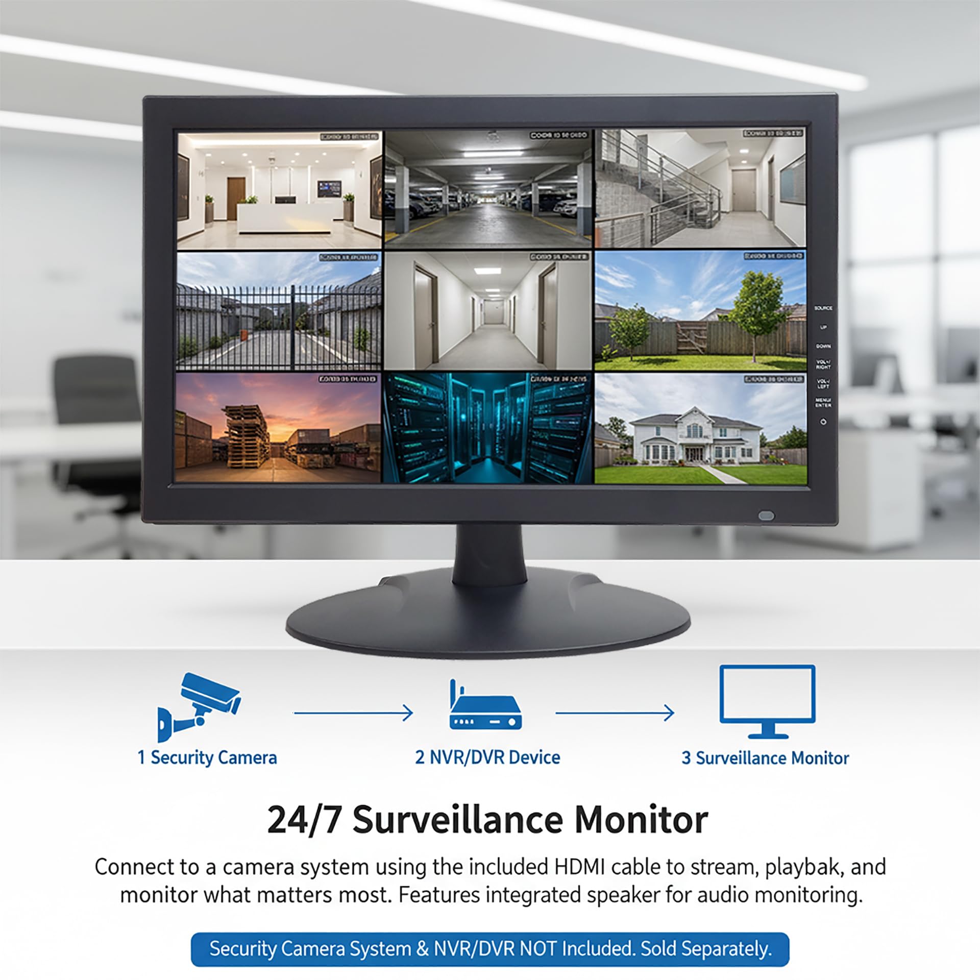 18.5 Inch Security Monitor 4K HDMI 18.5" Professional Security Monitor ...