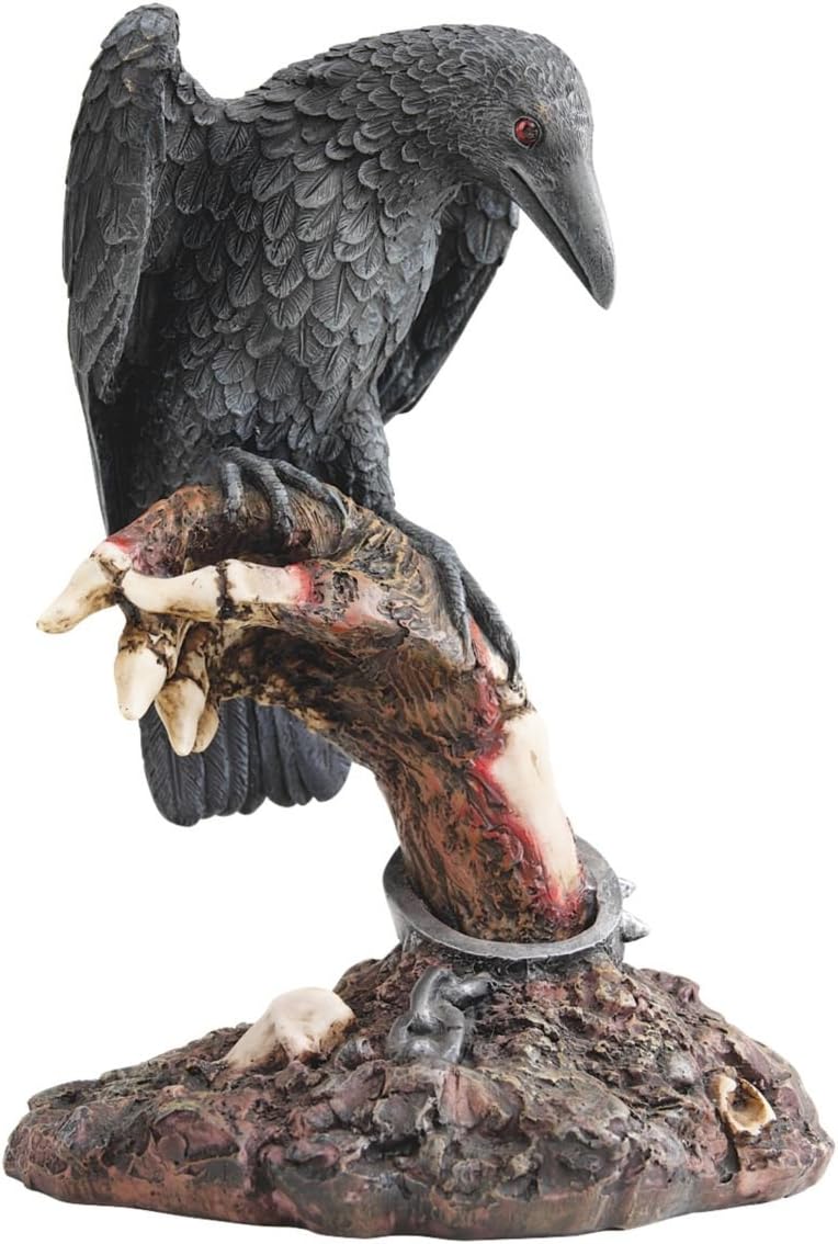 PTC Black Raven Bird on Stump Statue Cold Cast Resin Figurine : Amazon ...