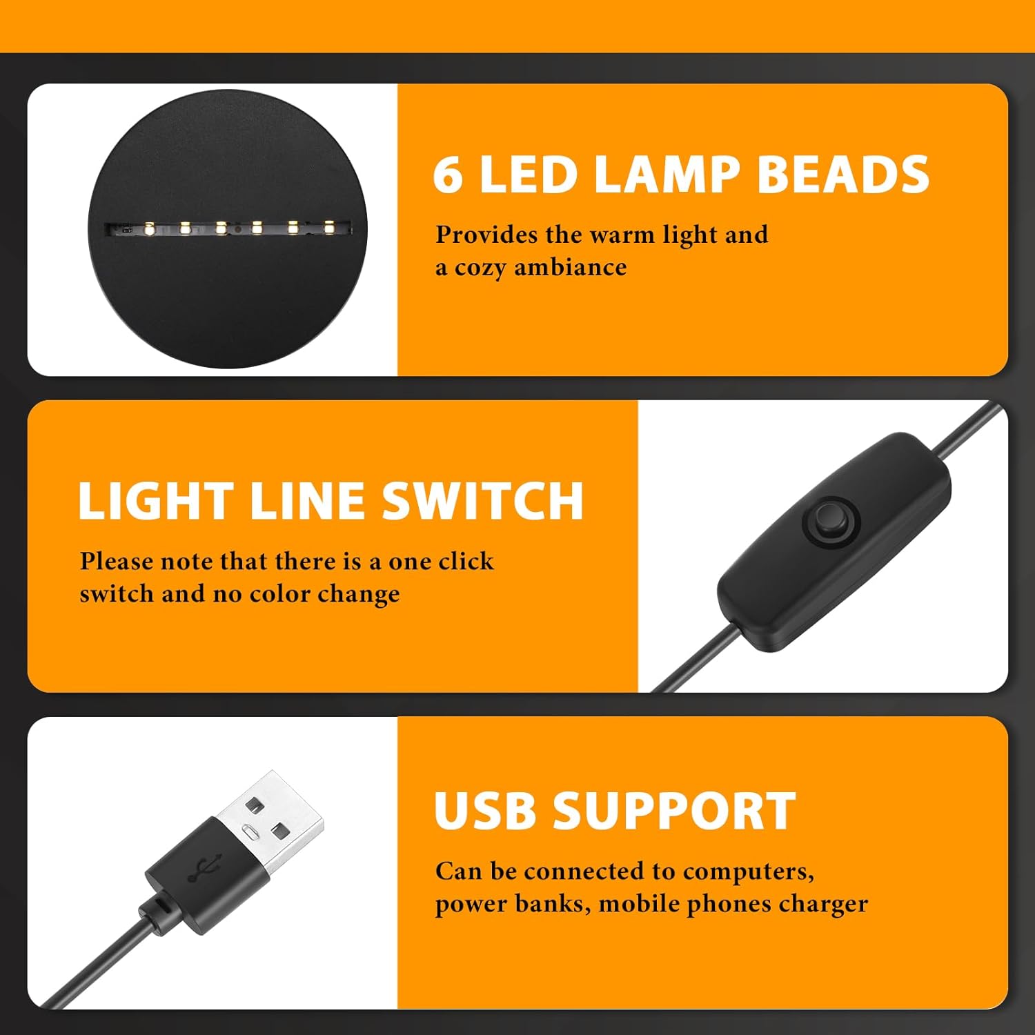 Rossesay 6 piezas de luz LED de noche 3D de Navidad, base de luz LED ...