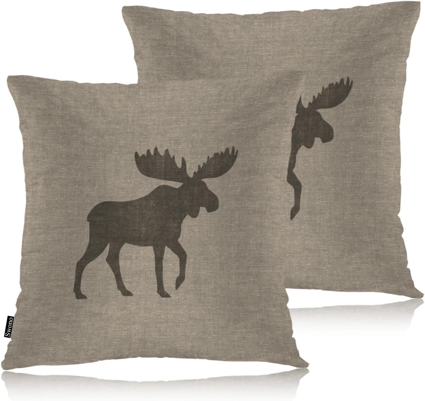 Amazon.com: Smooffly Farmhouse Pillow Covers Moose 12" x 20" Lumbar ...