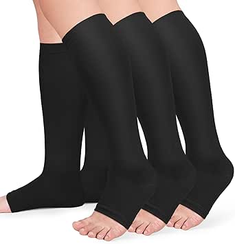 Refeel 3 Pairs Open Toe Compression Socks 20-30 mmHg for Women and Men ...