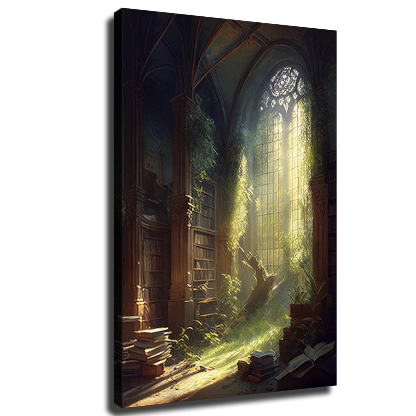 Amazon.com: BUEDR Victorian Overgrown Library Oil Painting Botanical ...