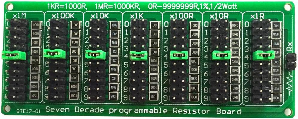 DollaTek 1R – 9999999R Seven Decade Programmable Resistor Board, Step ...