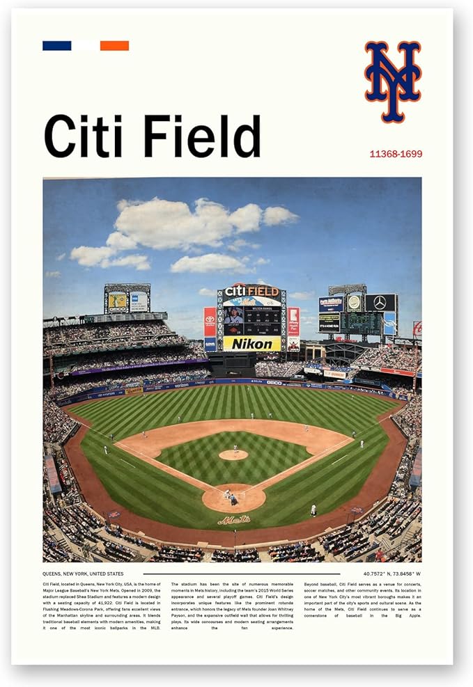 Amazon.com: CitiFieldew Stadium Poster (L17 xW11 Canvas) New York ...