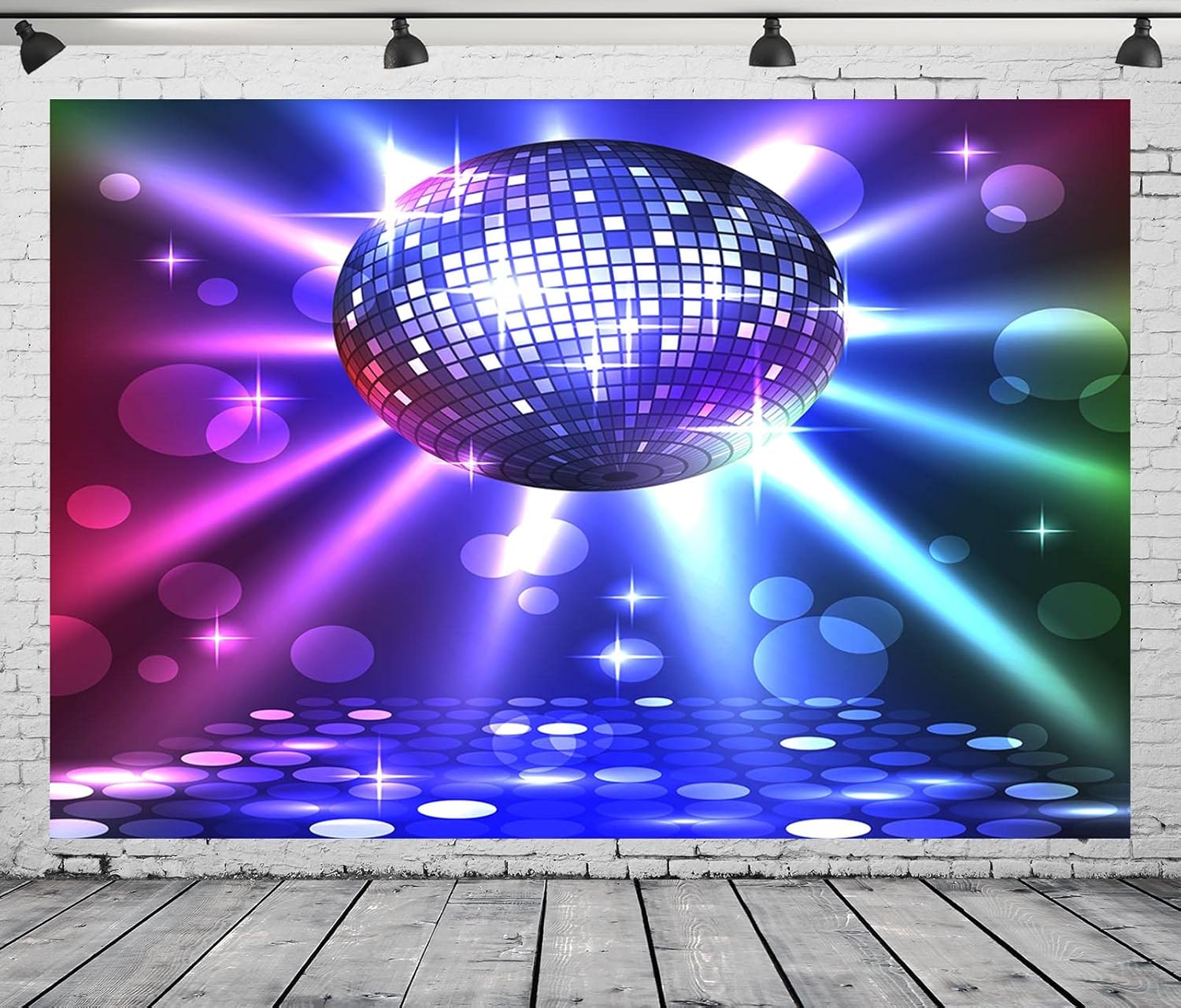 Amazon.com : Loccor 5x3ft Fabric Disco Party Backdrop Disco Ball Stage ...