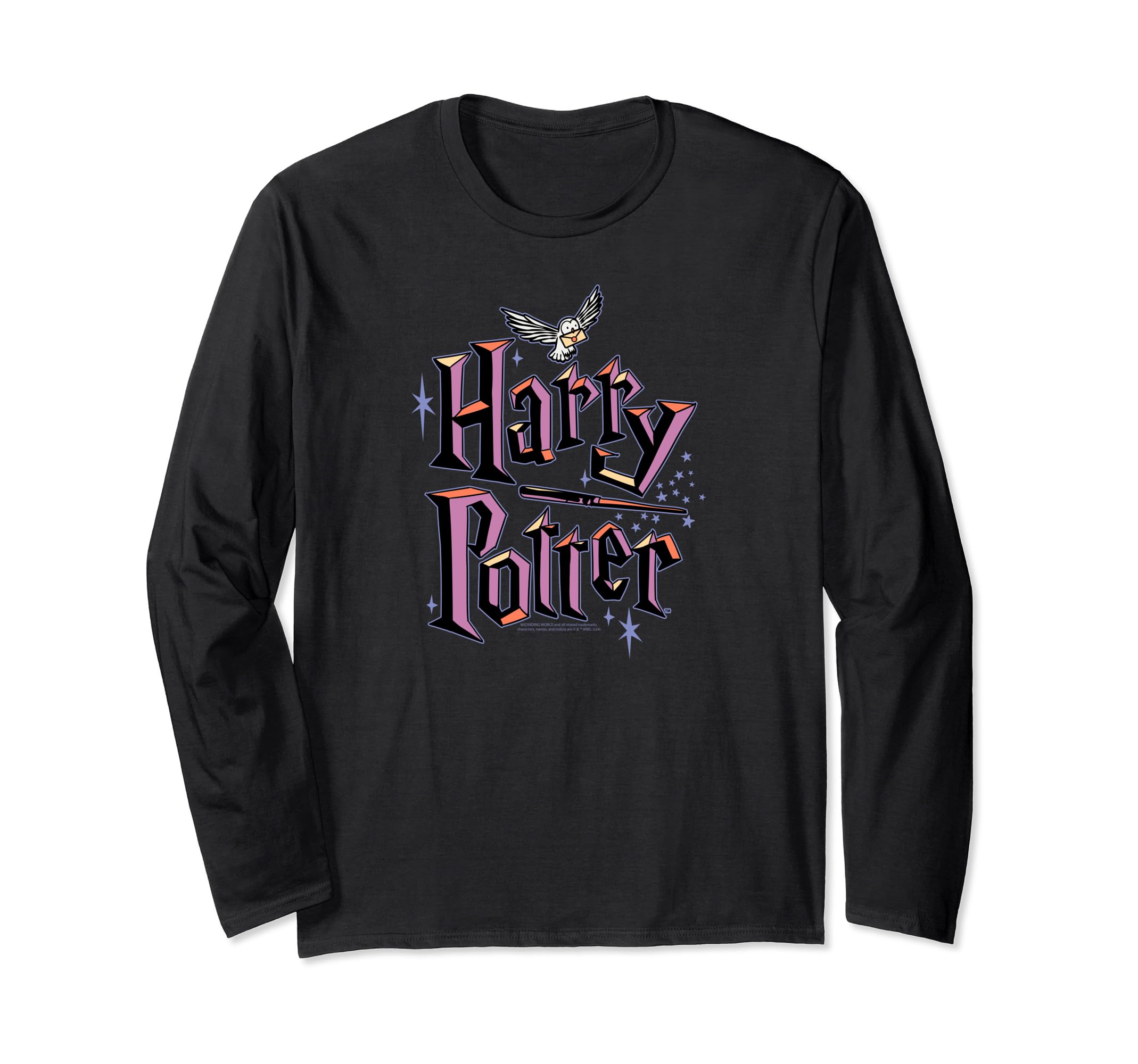 Amazon.com: Amazon Essentials Harry Potter Multicolor Purple Logo Long Sleeve T-Shirt : Clothing ...