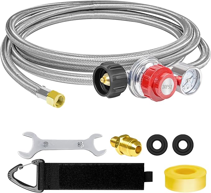 Amazon.com : 12FT 0-30PSI High Pressure Adjustable Propane Regulator ...