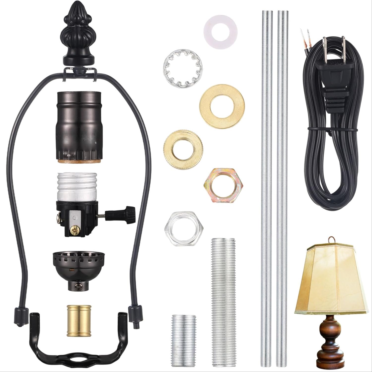 Baquler 2 Set Make a Lamp Repair Kit Lamp Wiring Kit with 8'' Harp 12 ...