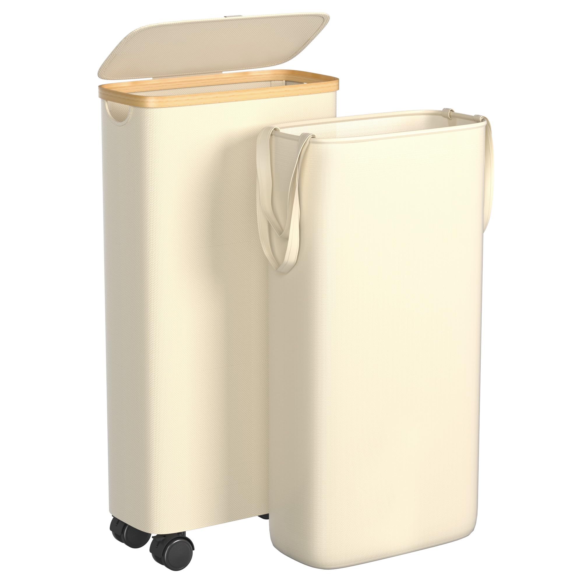 Amazon.com: Foluck Slim Laundry Hamper with Wheels, 60L Rolling Laundry ...