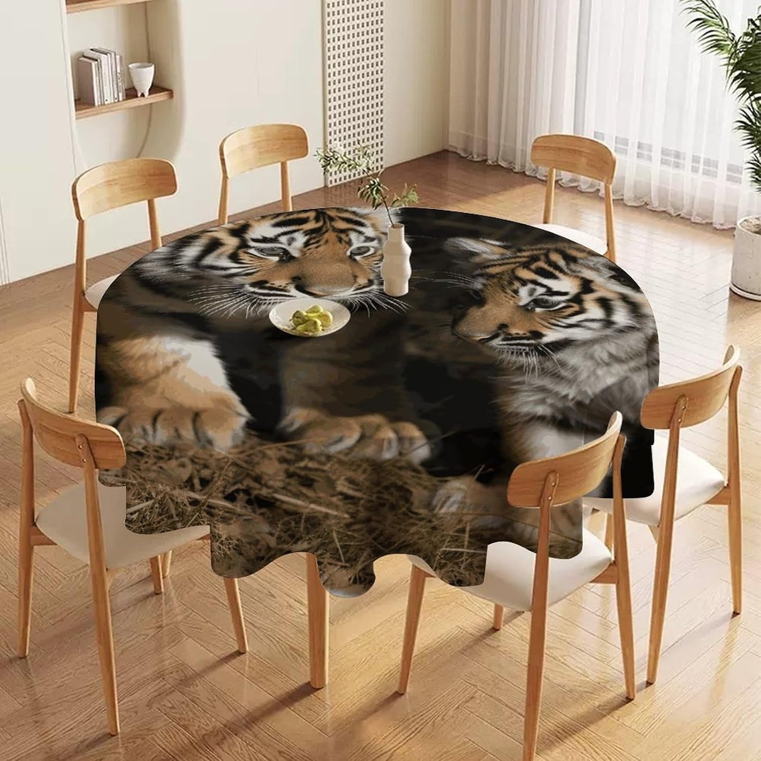 Amazon.com: JTKBNVM Round Tablecloth 60 Inch | Stain Wrinkle Resistant ...