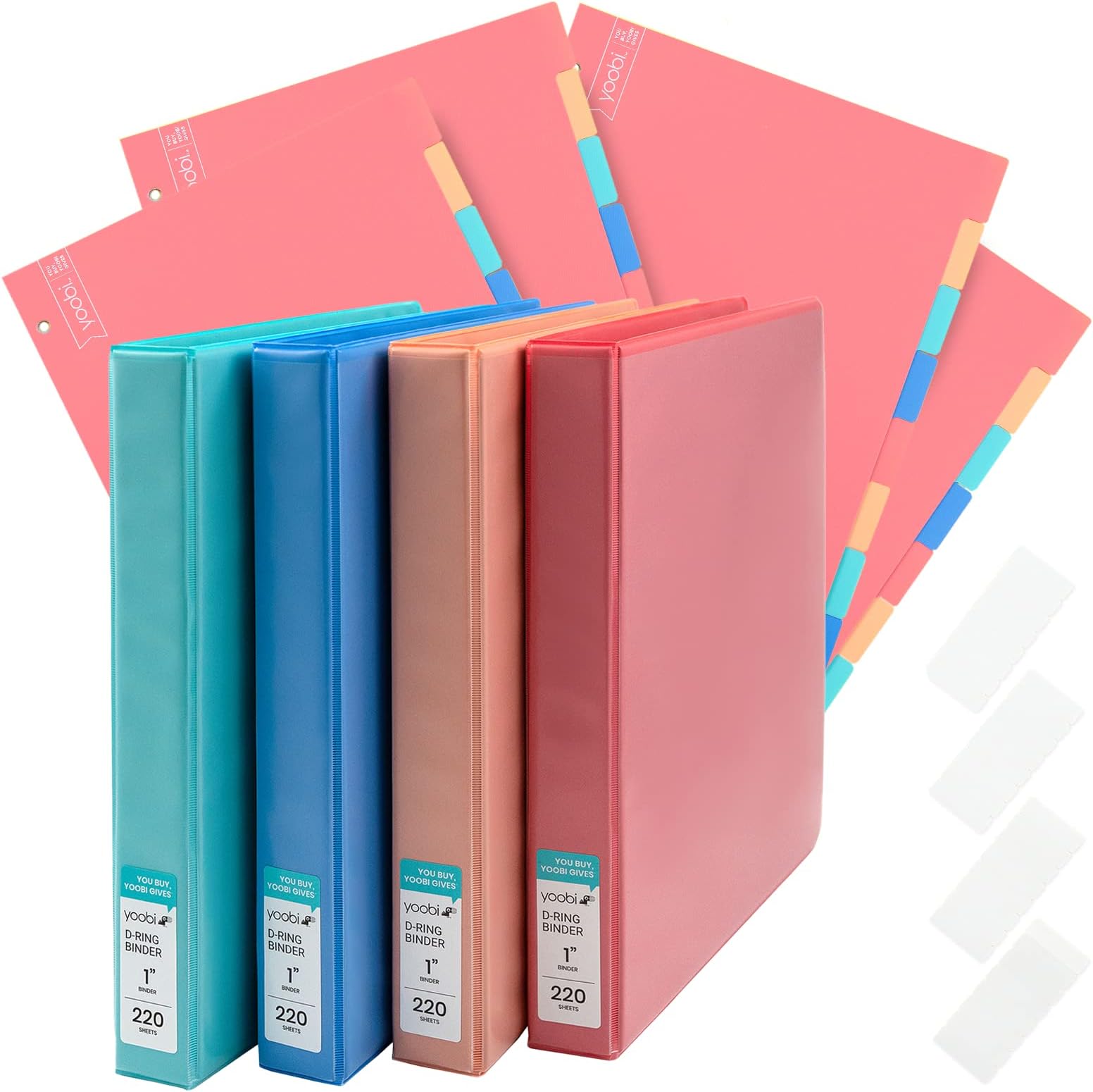Amazon.com : Yoobi 1/2 Inch Multicolor Binder & 8-Tab Divider Set - 4 ...