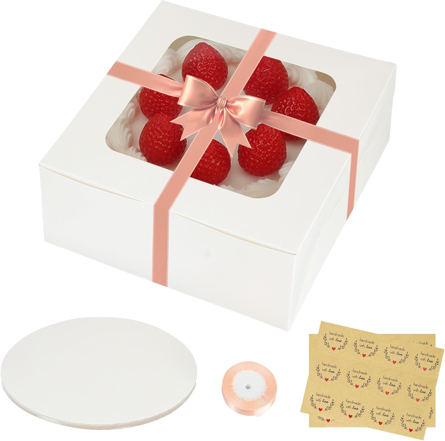 Amazon.com: KGVZPT 5 Pcs Cake Boxes,10x10x5inch, White Bakery Boxes ...