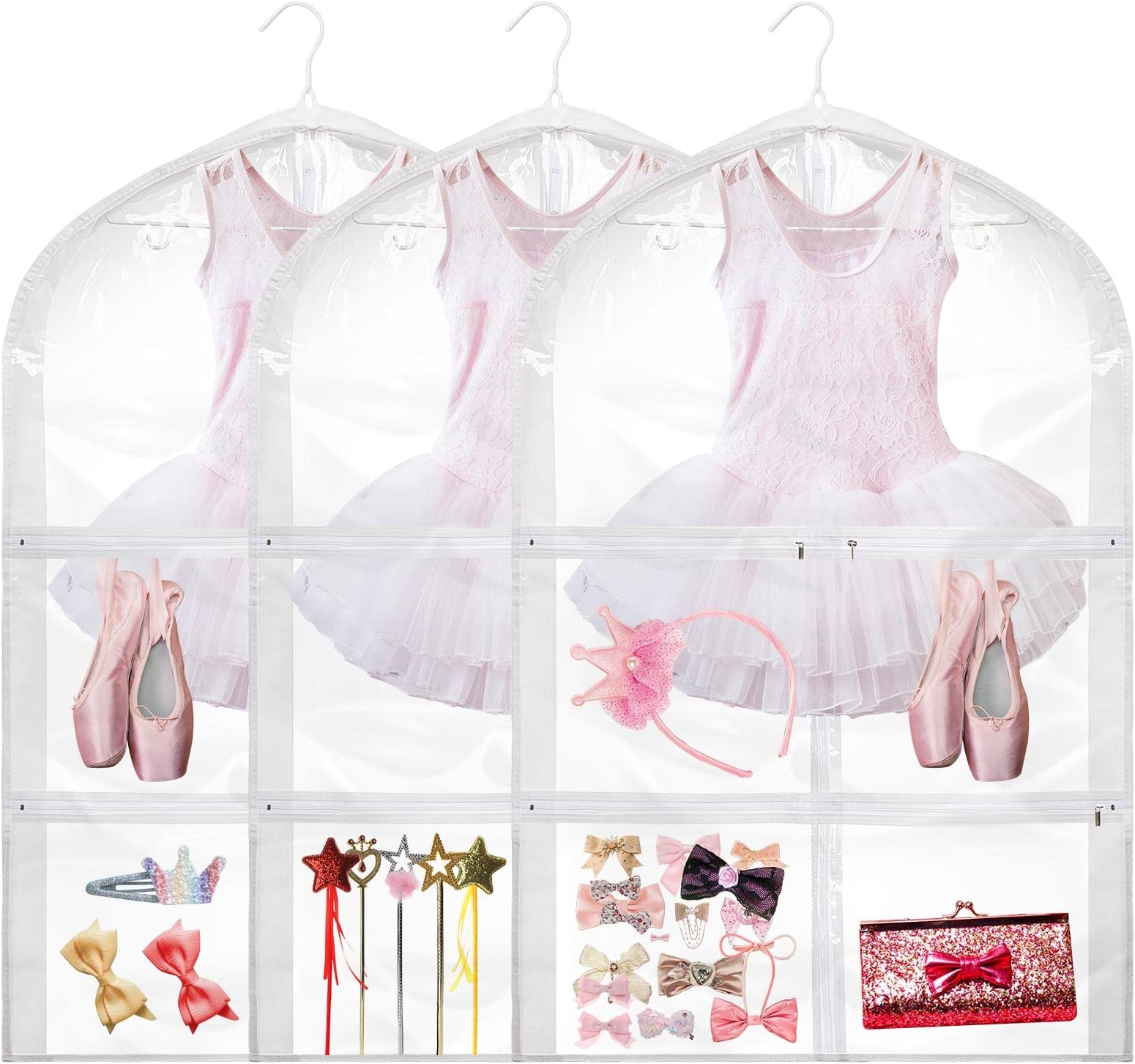 Amazon.com: Amlove 3 Pack Clear Kids Dance Costume Garment Bag Garment ...