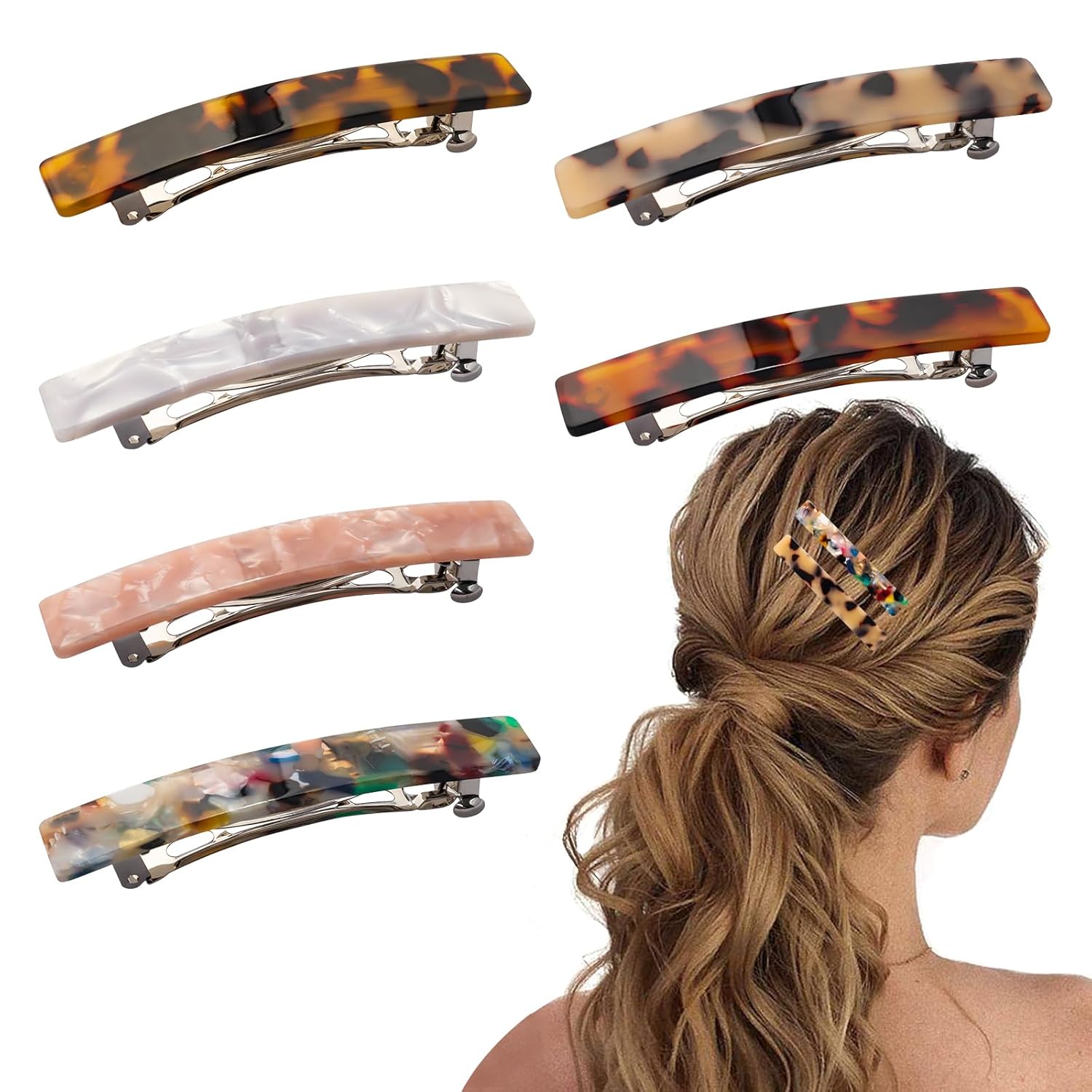 Amazon.com : Fumwase 6PCS Hair Barrettes for Women Shell Hair Clip Hair ...