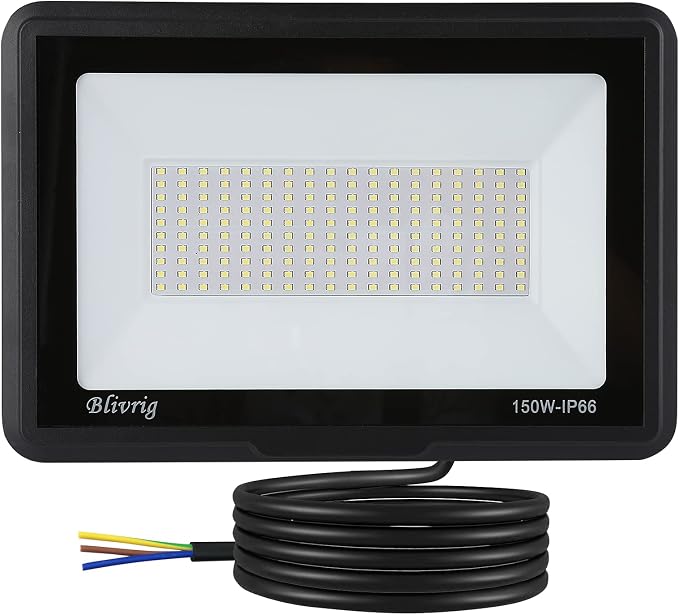 Blivrig 150W Faretto LED da esterno Bianco Freddo 6000K, 15000LM Faro ...