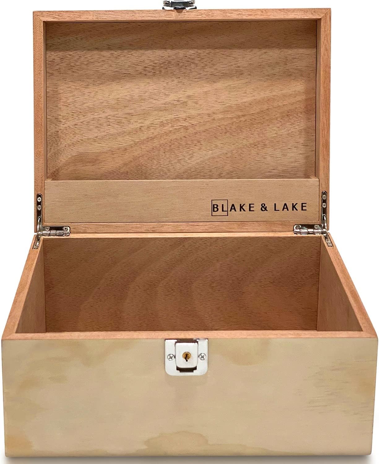 Amazon.com: Wooden Storage Box with Hinged Lid and Locking Key - Large ...