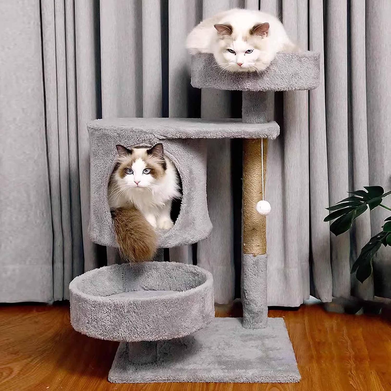 Cat Tree Tower, 85cm Cat Condo with Scratching Post, Multi Level Cat ...