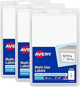 Avery Removable Labels, 4" x 6" Blank Labels, Laser/Inkjet Printable ...