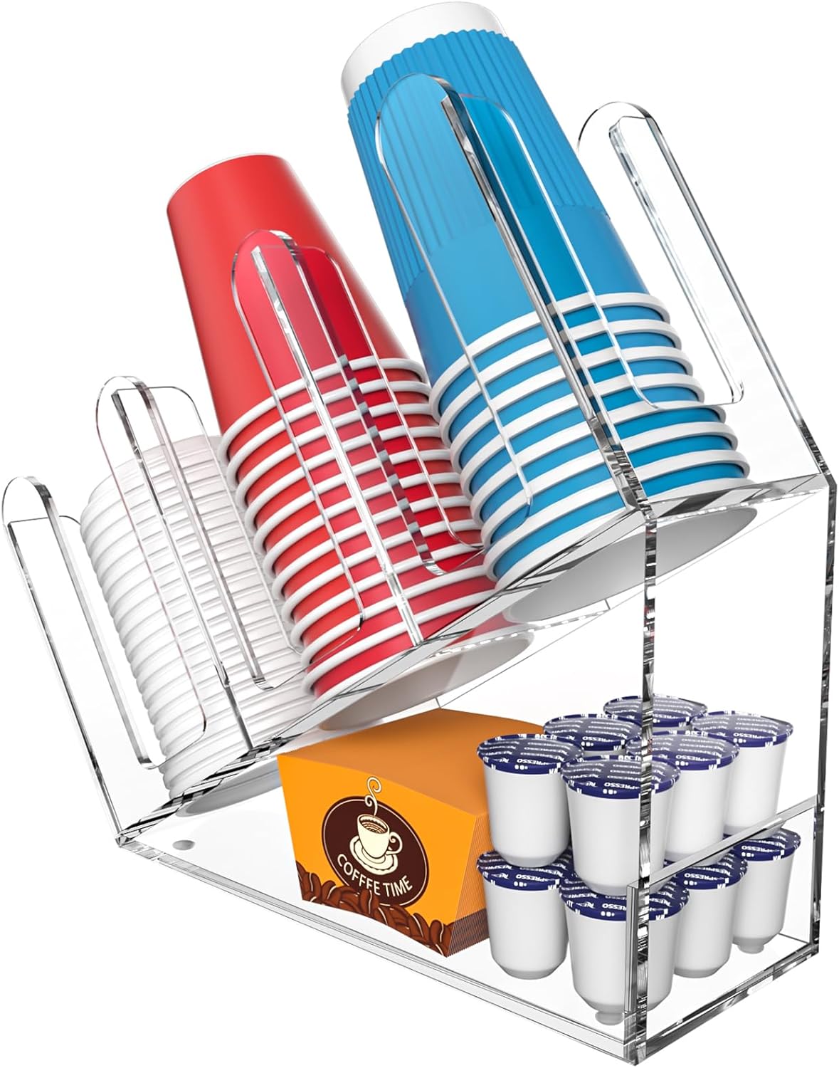 Amazon.com: WINFFOR 3-Compartment Disposable Cup Holder - Cup and Lid ...