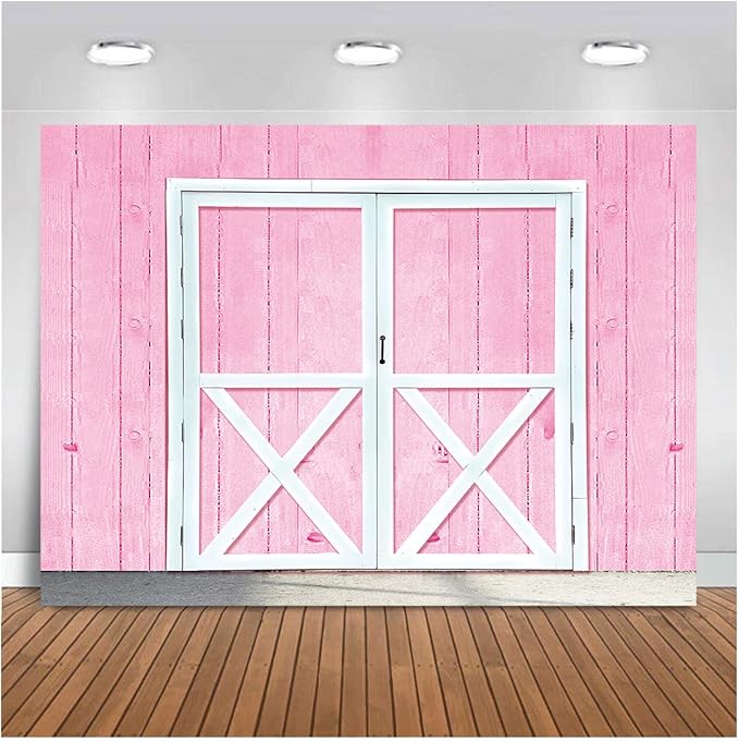 Amazon.com : Pink Barn Wooden Photo Backdrop Spring Western Farm ...